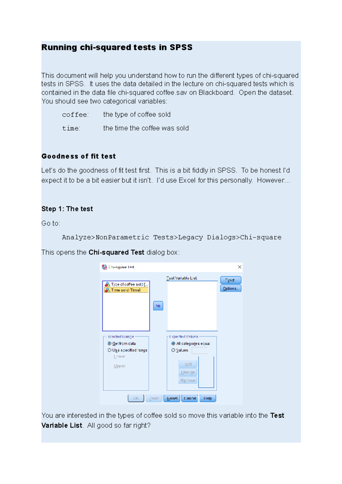 Week 11 Chi-squared test in SPSS - Running chi-squared tests in SPSS ...