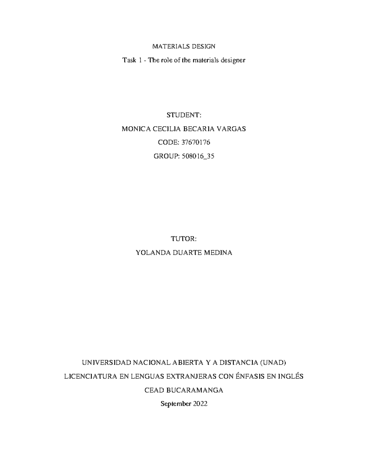 Materials design task1 - MATERIALS DESIGN Task 1 - The role of the ...