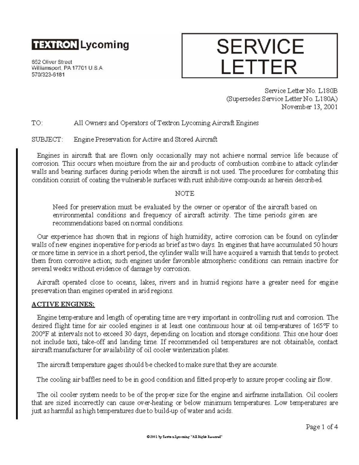 Engine Preservation for Active and Stored Aircraft - (Supersedes ...