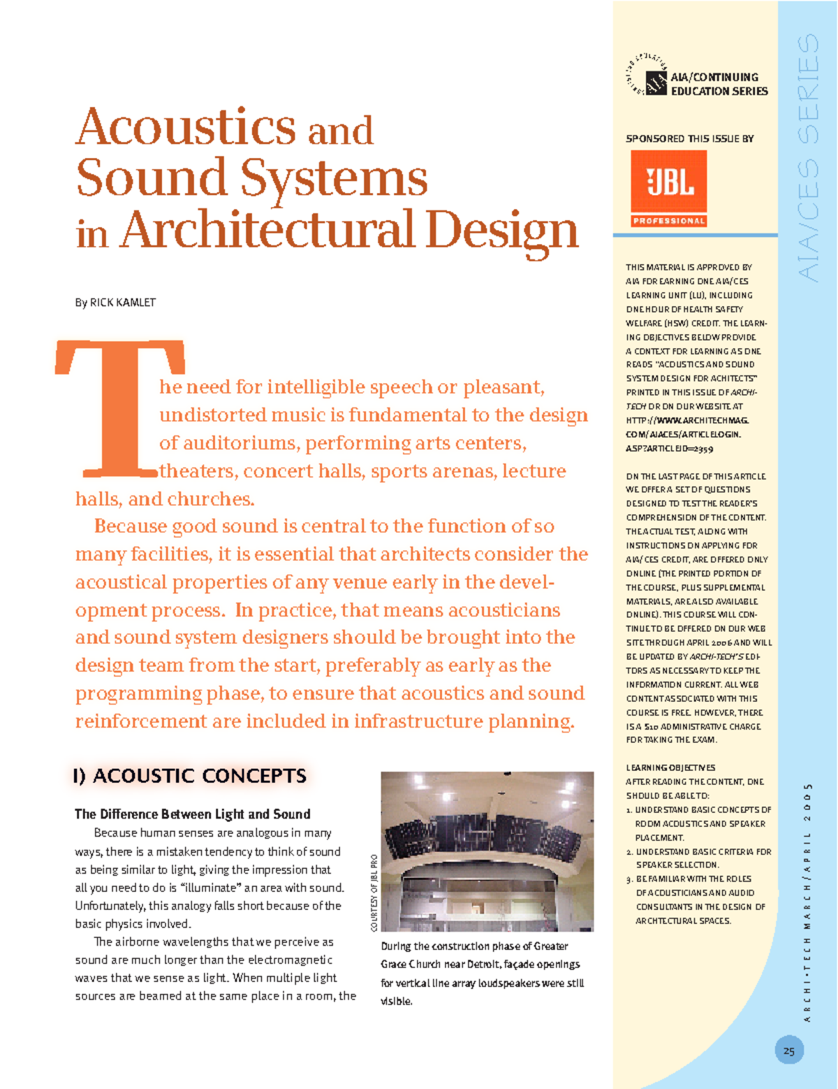 Sound In Architectural Design - AIA/CES THIS MATERIAL IS APPROVED BY ...