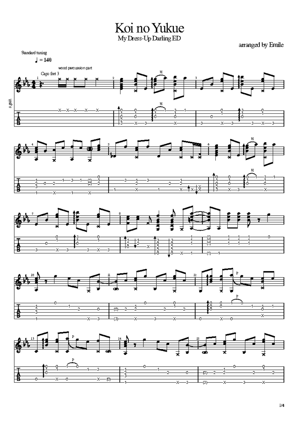 Koi no Yukue (Guitar TAB) - Koi no Yukue My Dress-Up Darling ED ...