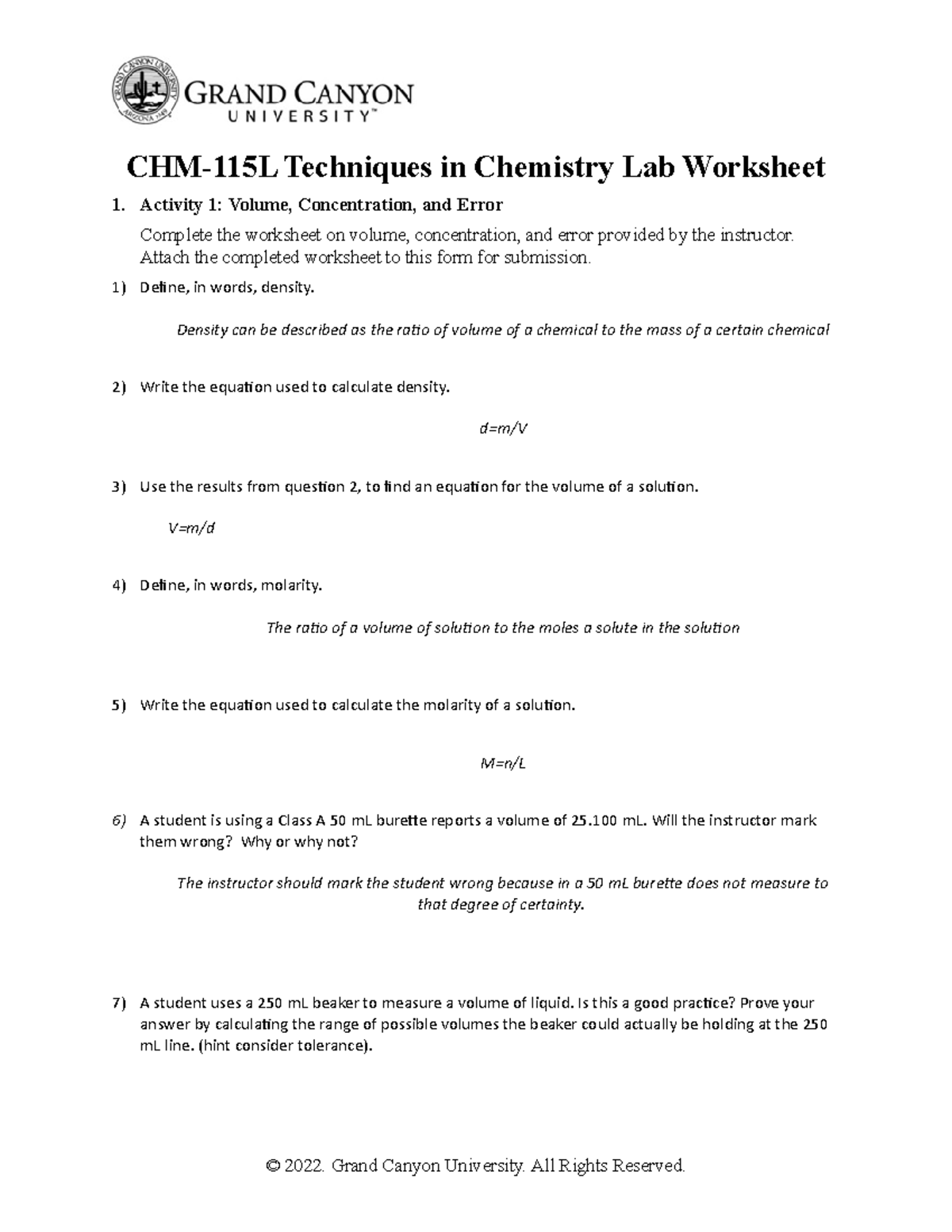 CHM-115L Techniques In Chemistry assignment - CHM-115L Techniques in ...