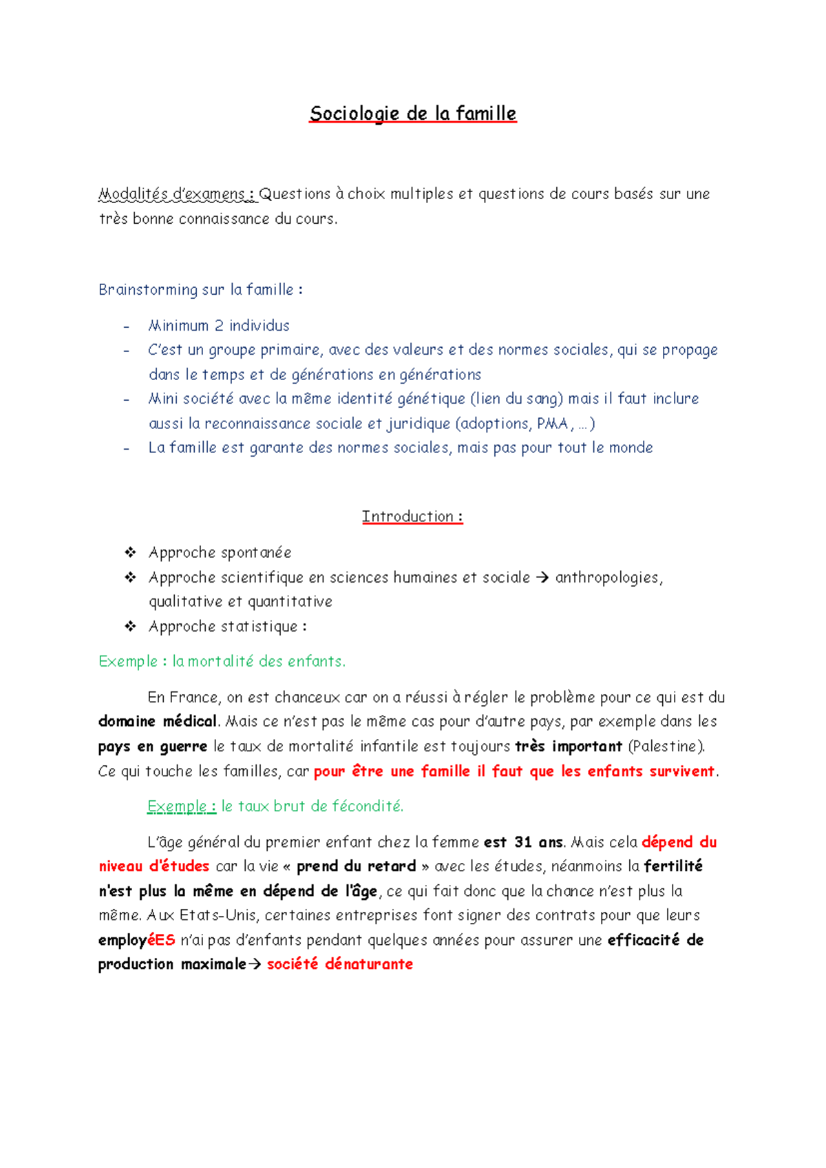 Socio de la famille - Sociologie de la famille Modalités d’examens ...