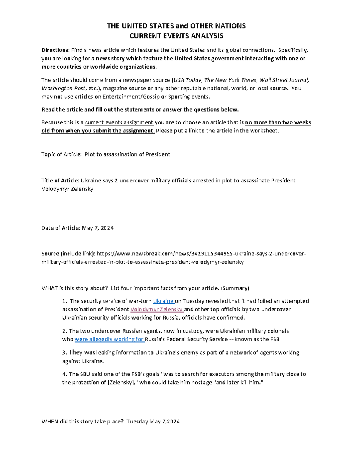 Global 2 - THE UNITED STATES and OTHER NATIONS CURRENT EVENTS ANALYSIS ...