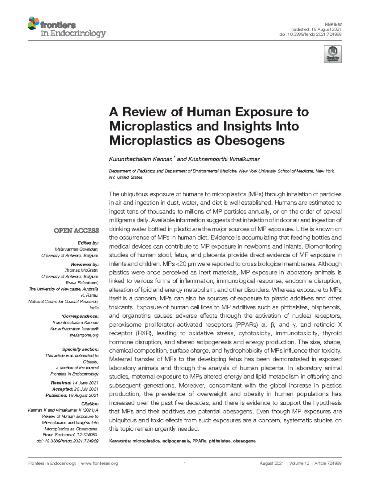 A Review Of Human Exposure To A Review Of Human Exposure To
