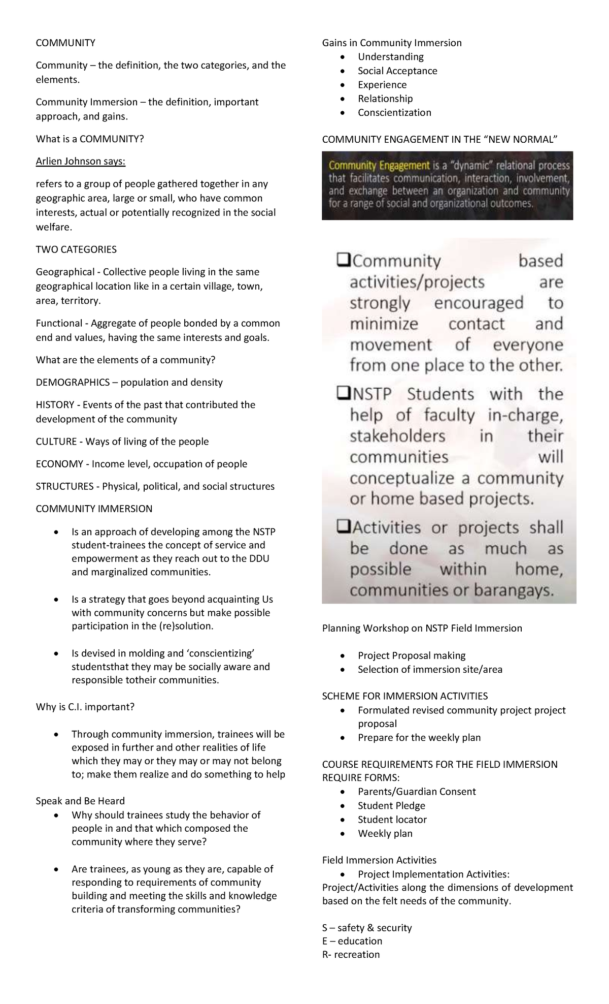 Nstp reviewer - asdasda - COMMUNITY Community – the definition, the two ...