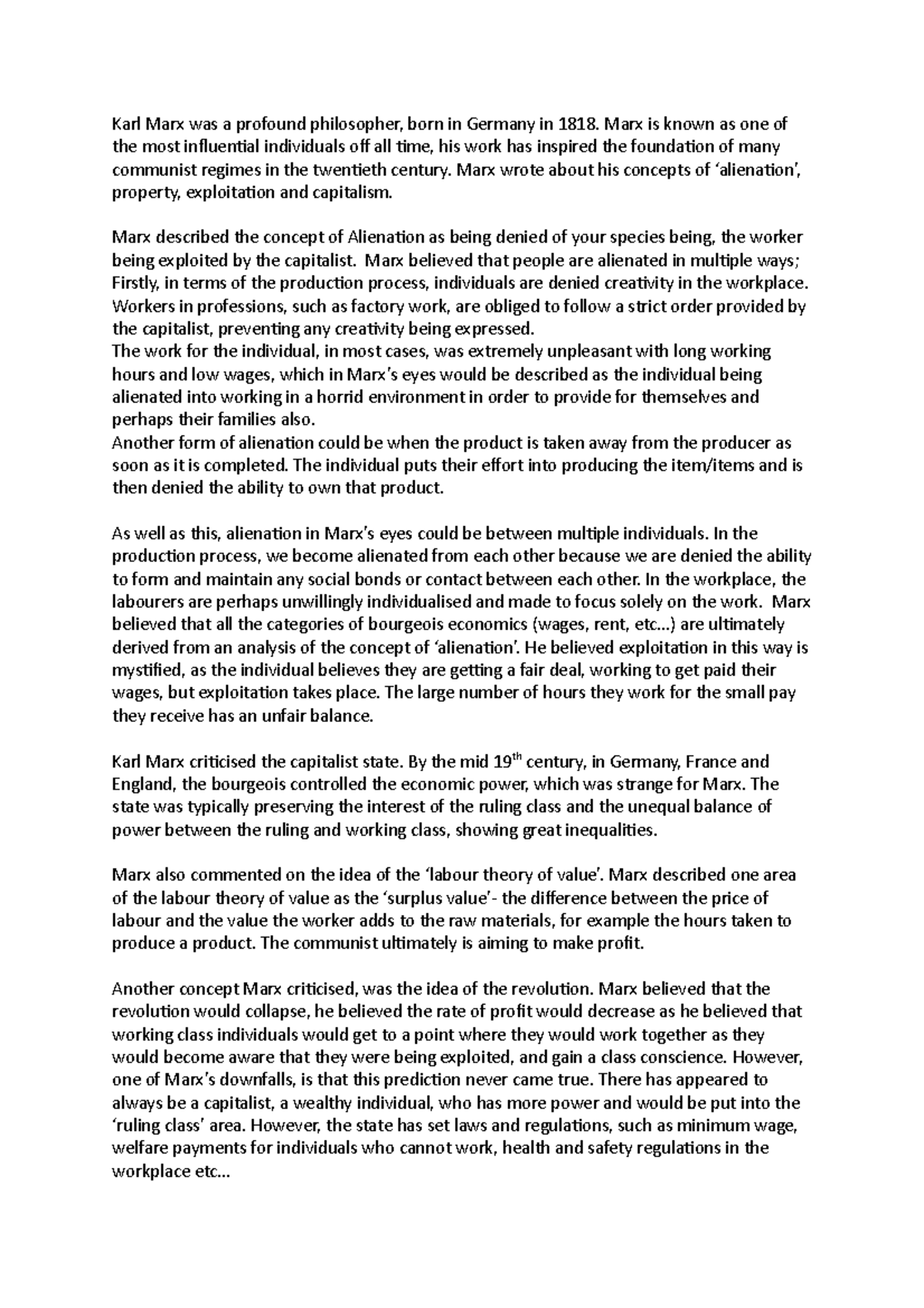 Karl Marx journal - lecture - Karl Marx was a profound philosopher ...