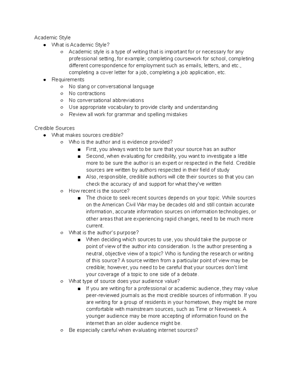 Week 2- Instruction - Lecture Notes for English Comp - Academic Style ...