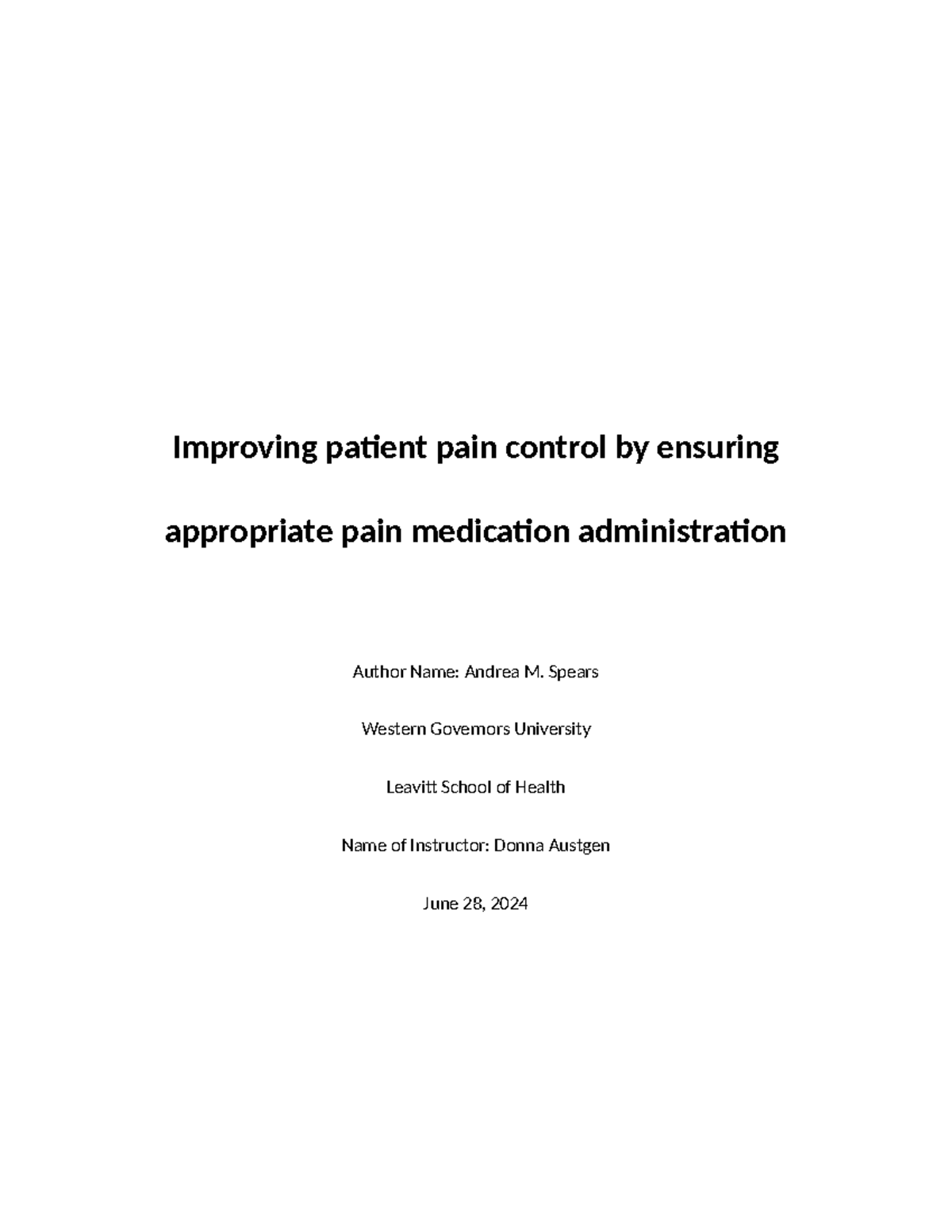 D156: Enhancing Pain Management in Inpatient Care - Improving patient ...