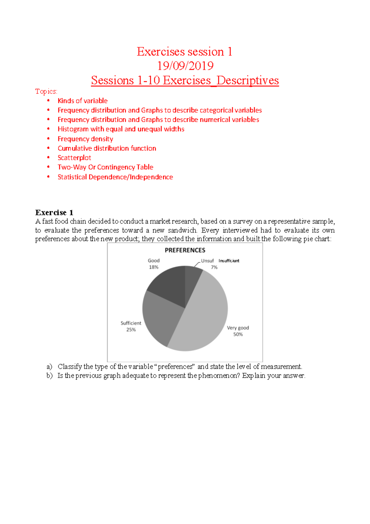 Exercises session 1 - text - Exercises session 1 19/09/ Sessions 1-10 ...