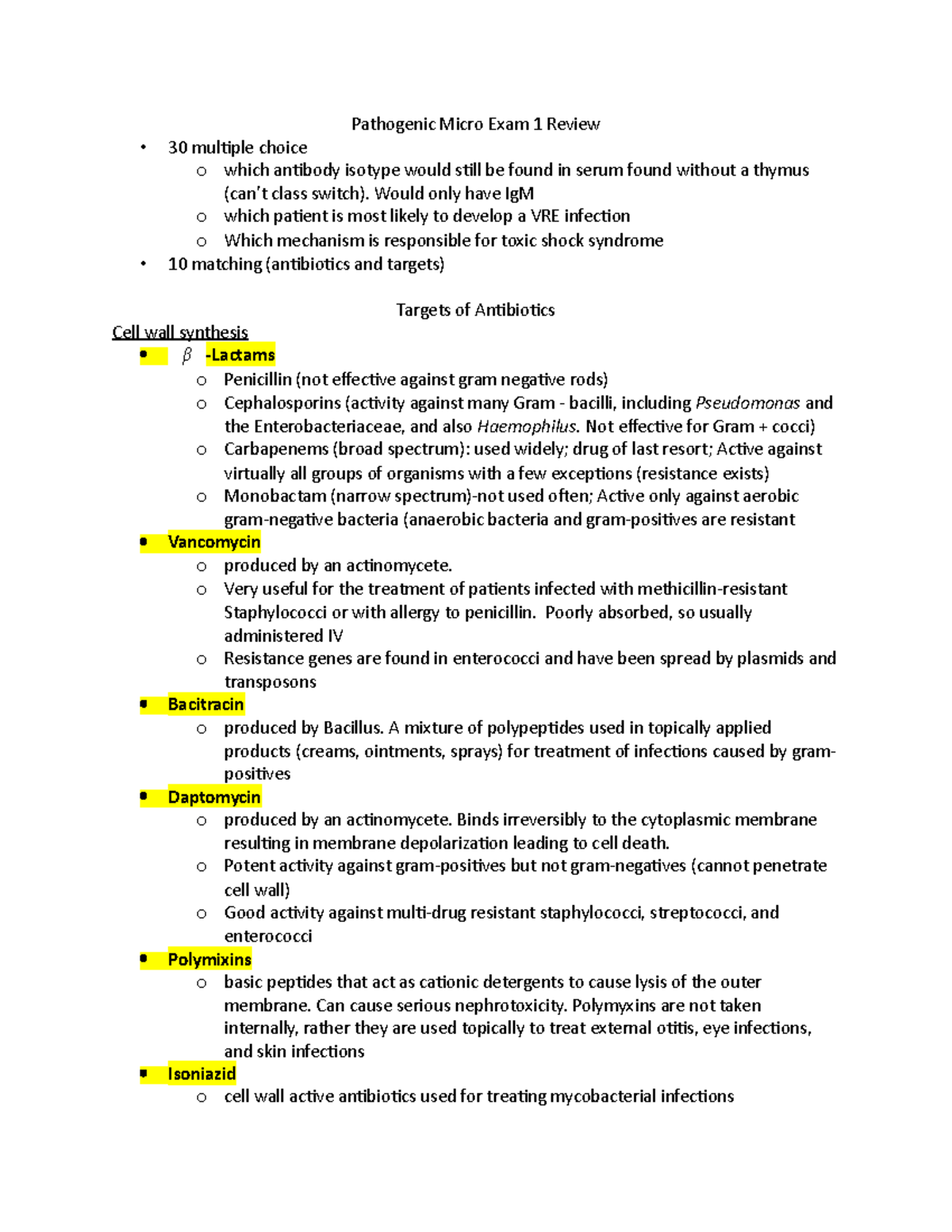 Pathogenic Micro Exam 1 Review - Pathogenic Micro Exam 1 Review 30 ...