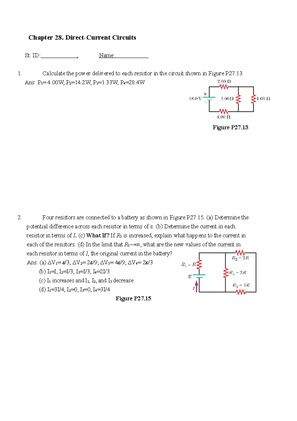 Gen-phy107-ch28 Direct Current Circuits chapter 28 - Chapter 28. Direct ...
