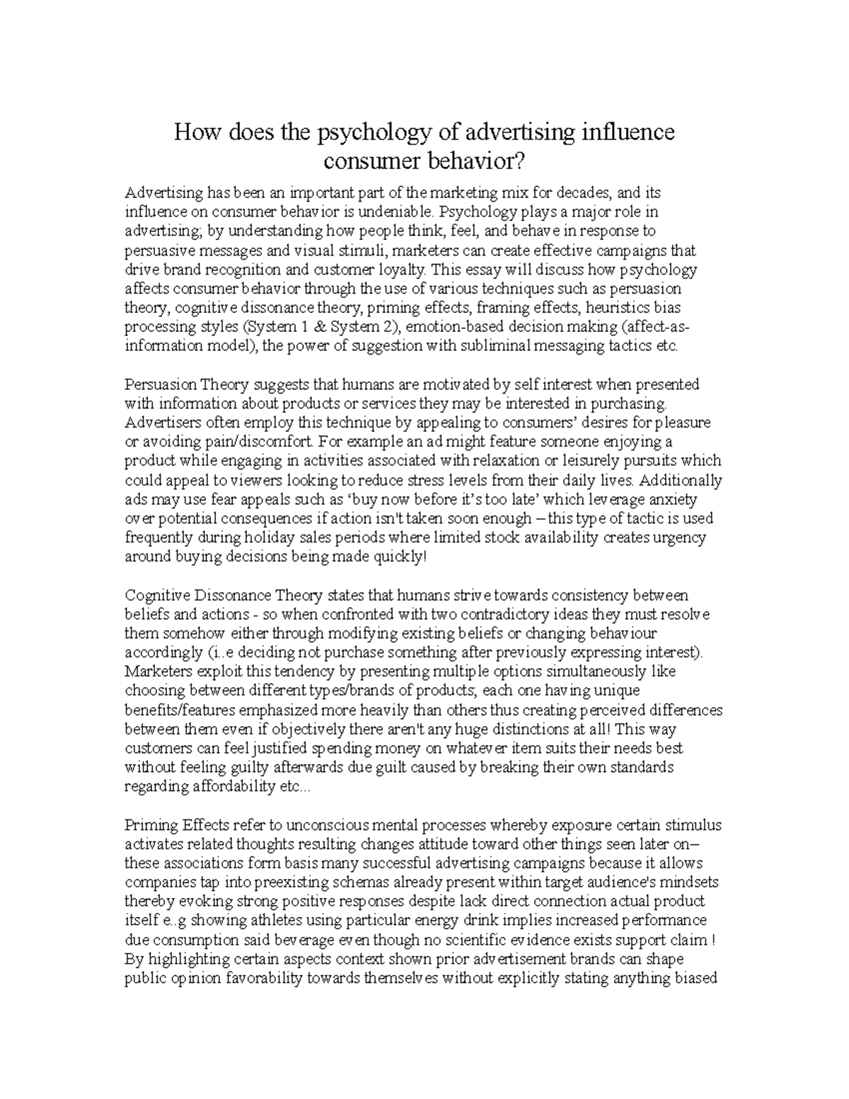 intro to psychology - How does the psychology of advertising influence ...