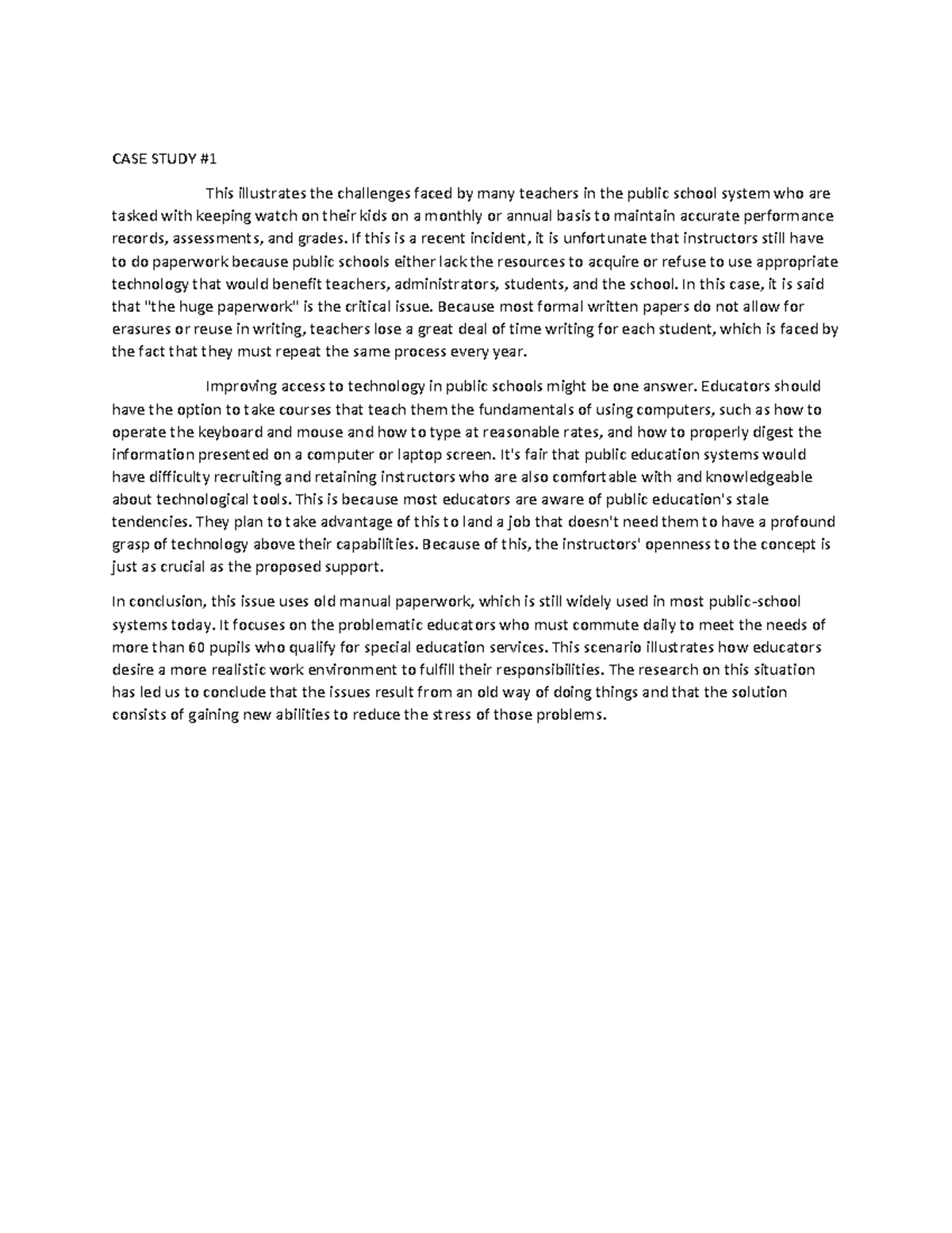 CASE Study - make it right - CASE STUDY This illustrates the challenges ...