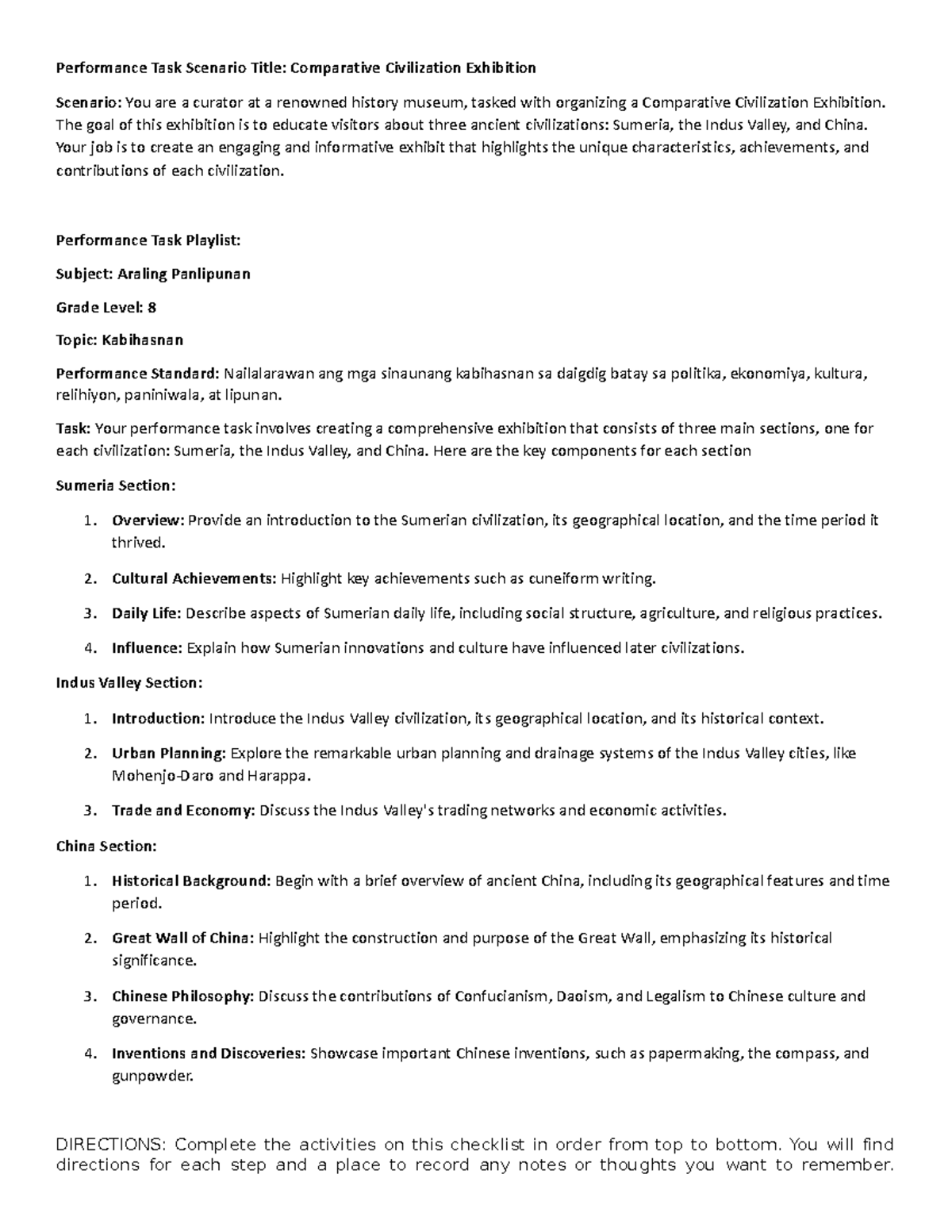 Performance-Playlist - Performance Task Scenario Title: Comparative ...