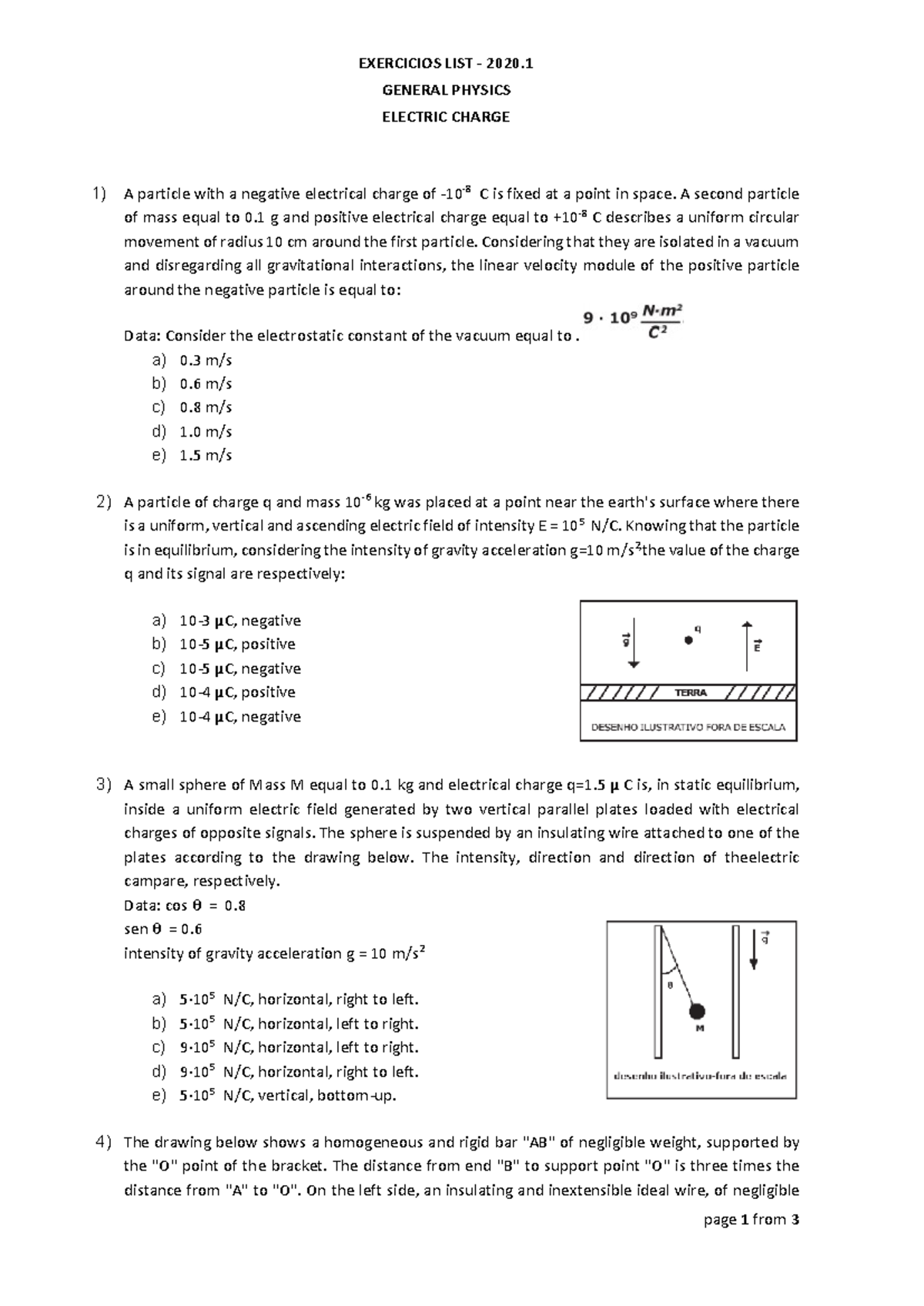 Assignments - Electric Charge - page 1 from 3 EXERCICIOS LIST - 2020 ...