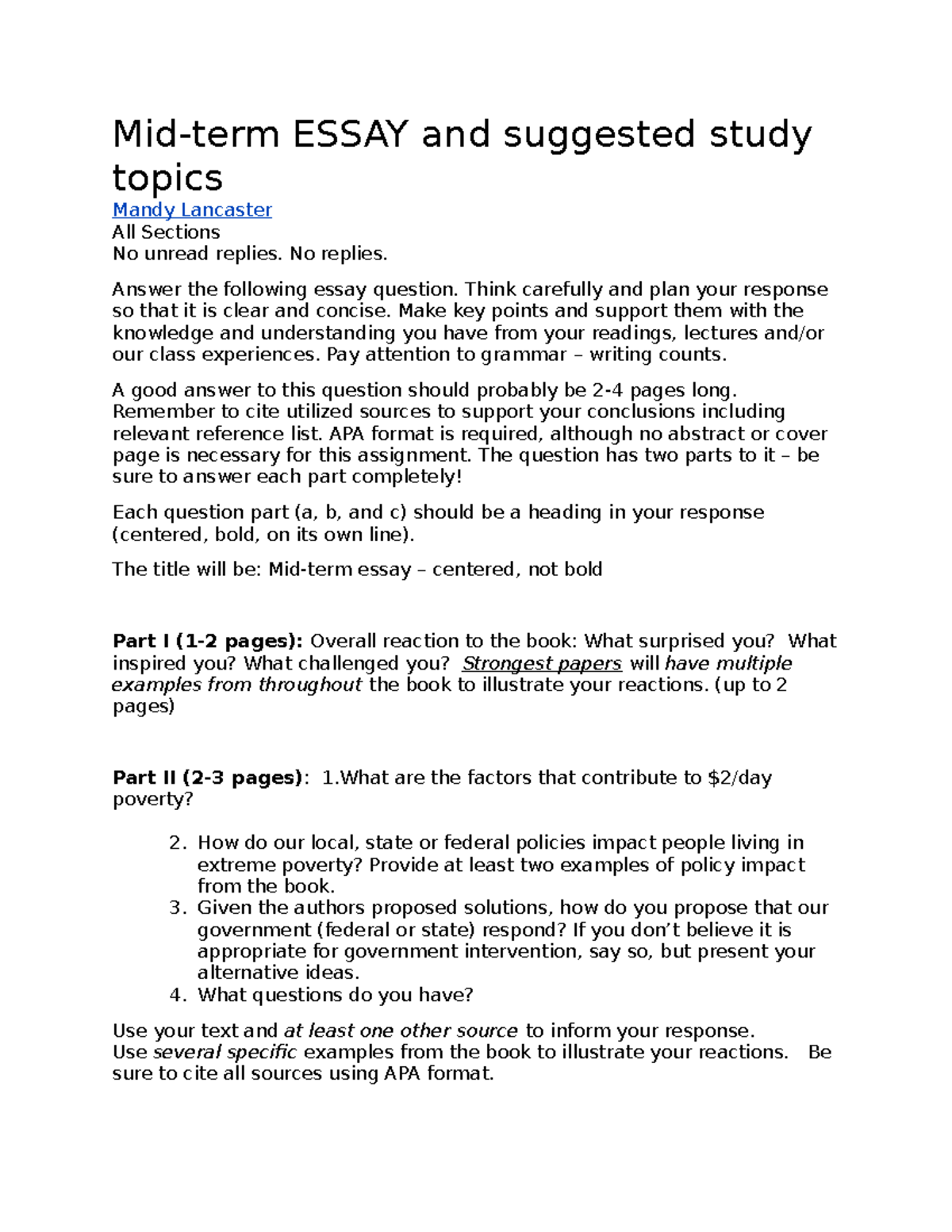 Midterm study guide sw 525 - Mid-term ESSAY and suggested study topics ...
