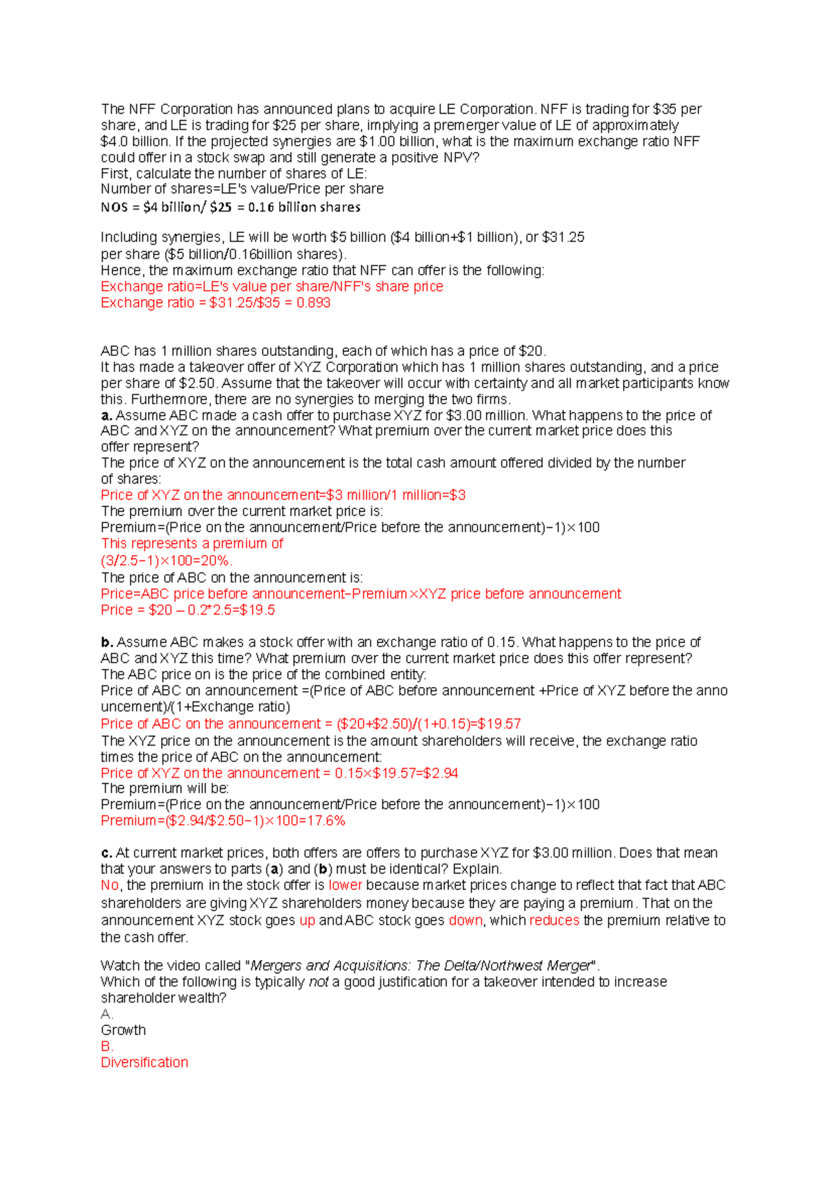 My Finance practice - The NFF Corporation has announced plans to ...