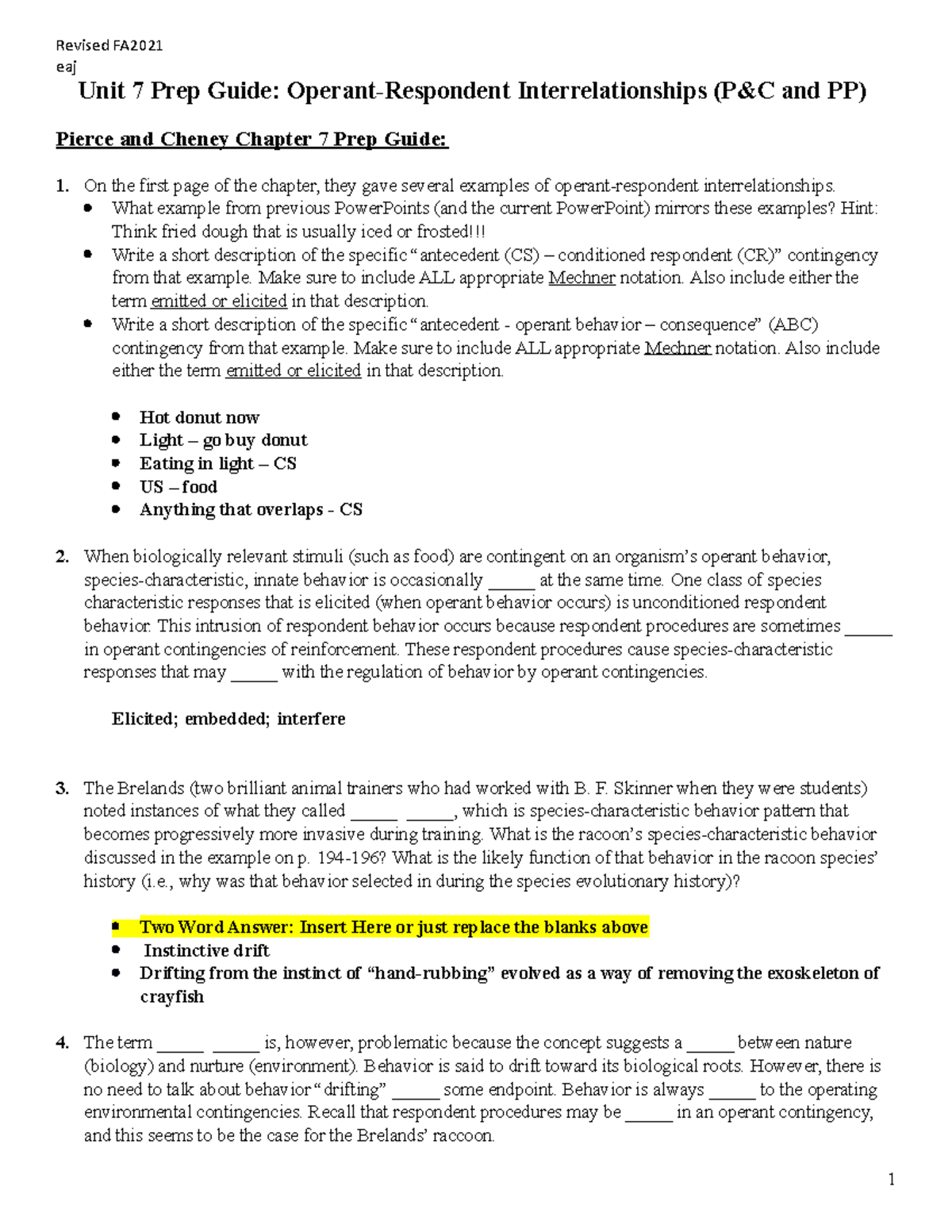 UNIT 7 PREP Guide - eaj Unit 7 Prep Guide: Operant-Respondent ...