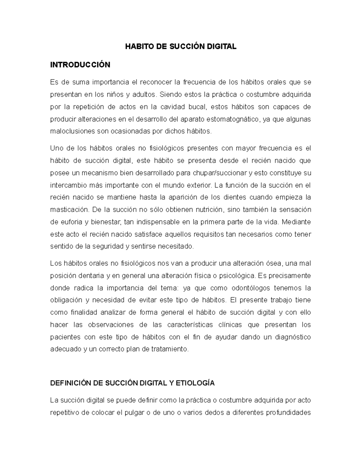 HÁBITO Succión Digital - HABITO DE SUCCIÓN DIGITAL INTRODUCCIÓN Es de ...