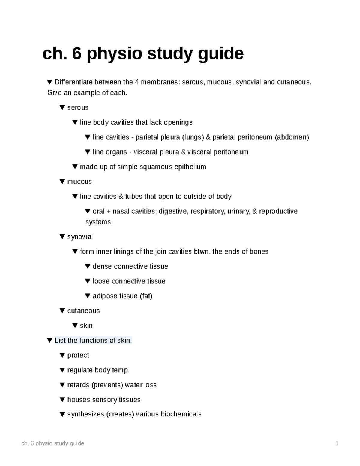 ch. 6 physio study guide - ch. 6 physio study guide Differentiate ...