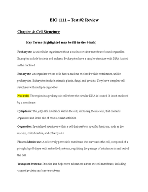 LAB EXAM Review - BIO 111 – Lab Exam Review Know all the parts of the ...
