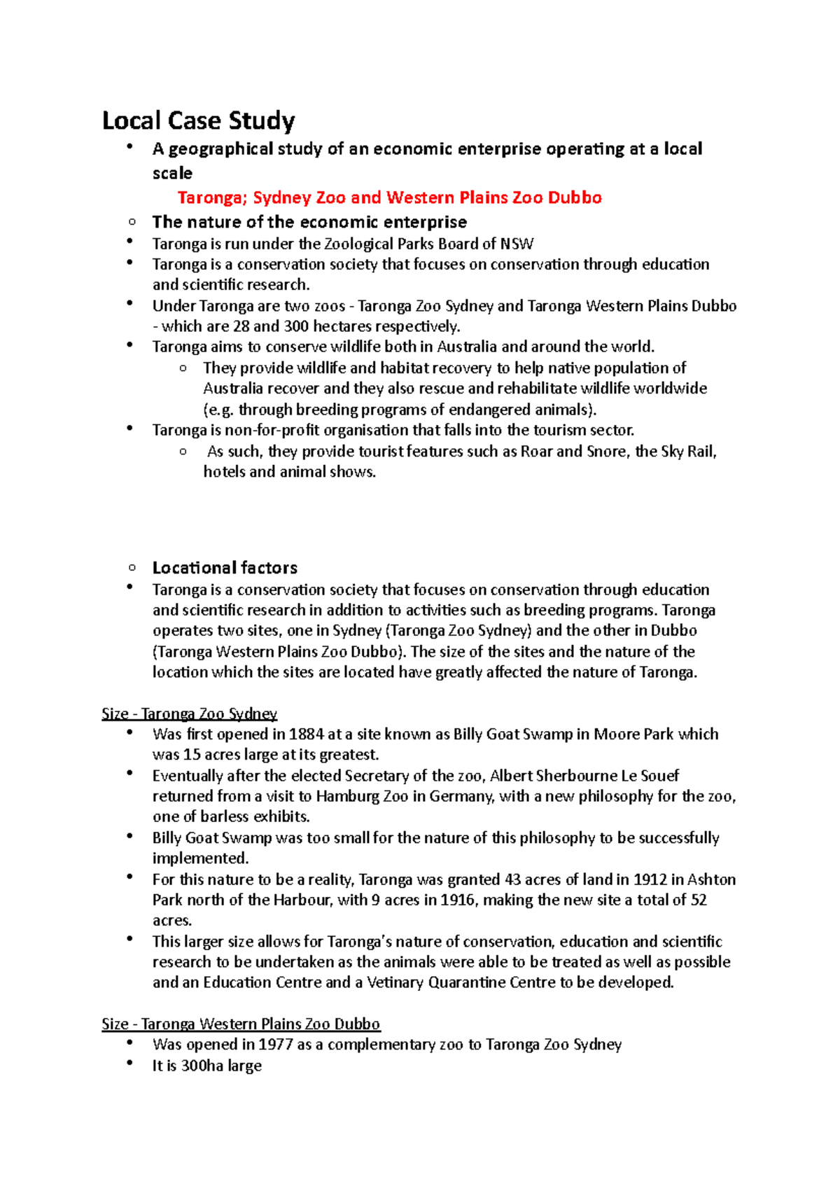 GEO101 Case studies and lecture notes - Local Case Study A geographical ...