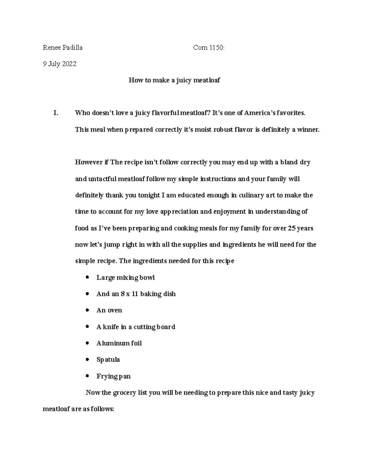 Demonstrative Speech Outline Template copy - Renee Padilla Com 1150: 9 ...