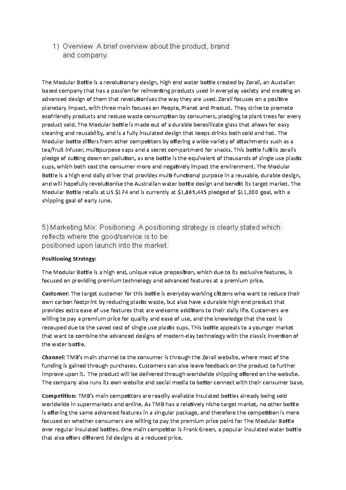 TMB Marketing assignment - 1) Overview A brief overview about the ...