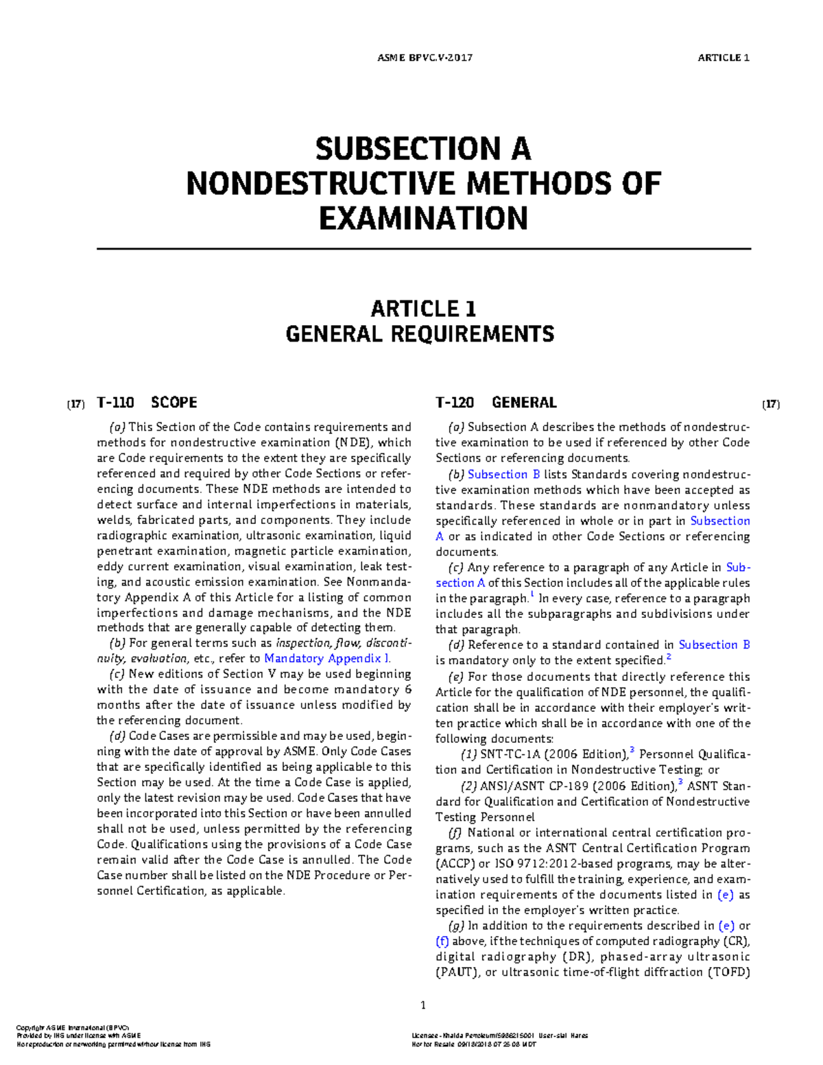 ASME V - ð 17 Þ ð 17 Þ SUBSECTION A NONDESTRUCTIVE METHODS OF ...