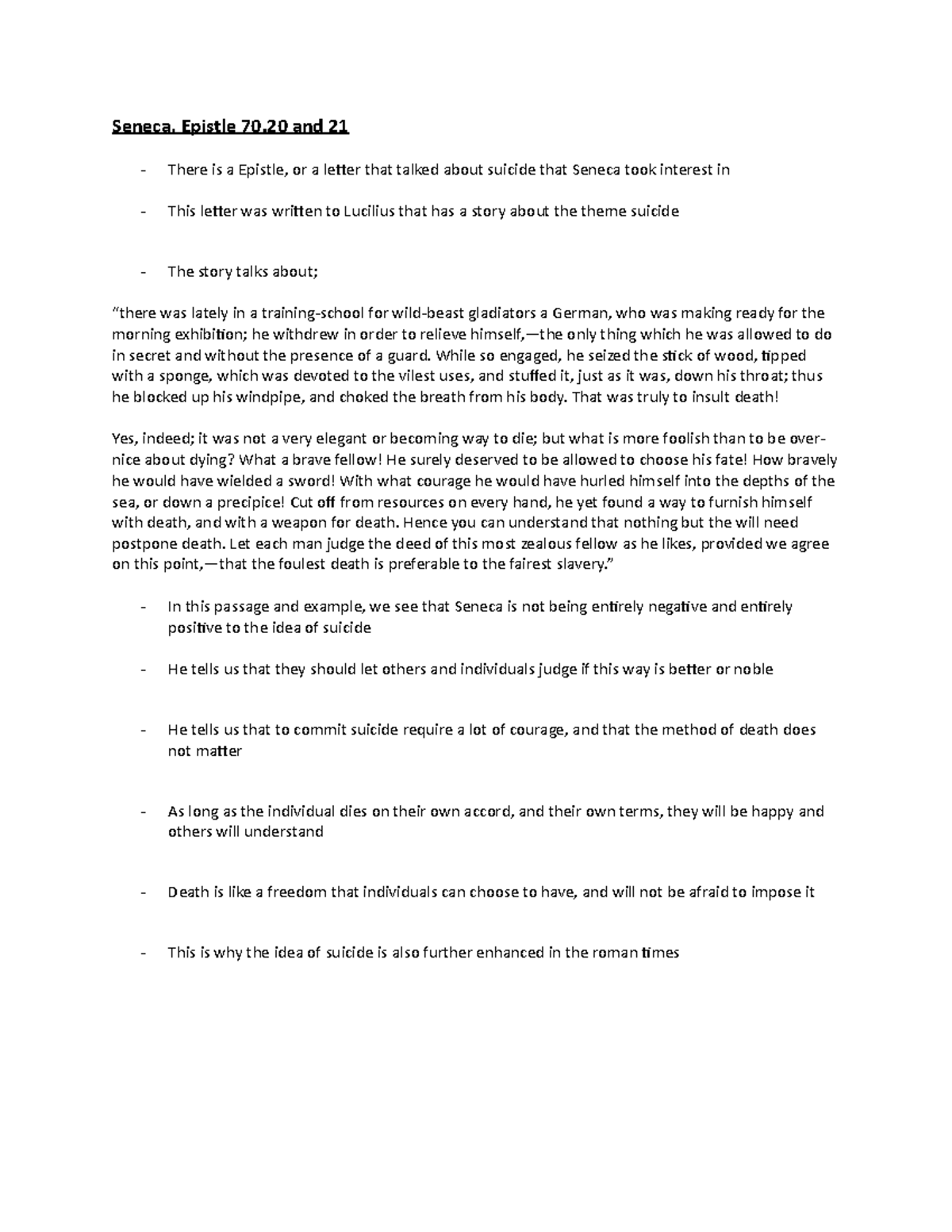 Seneca, Epistle 70.20 and 21 - Classical Studies 2200 - UWO - Studocu