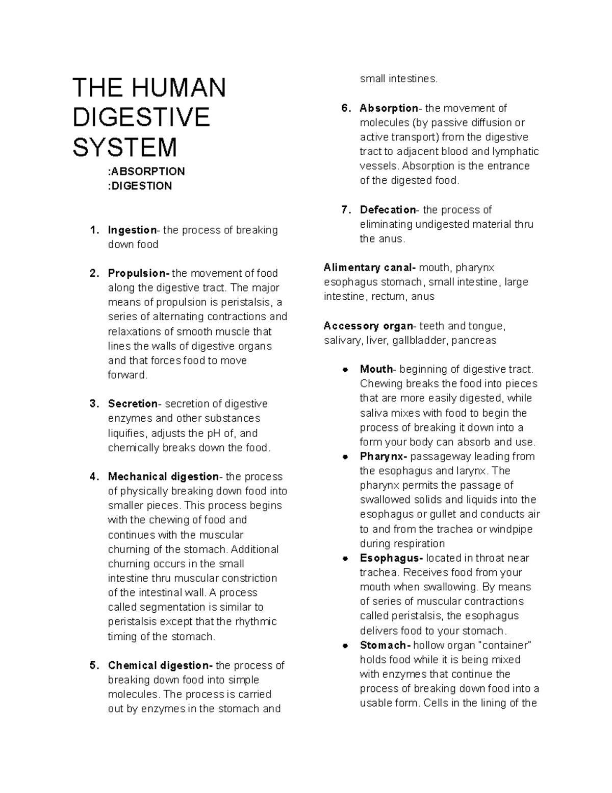 NDT-Chapter 1: Nutrition and Digestive System - THE HUMAN DIGESTIVE ...