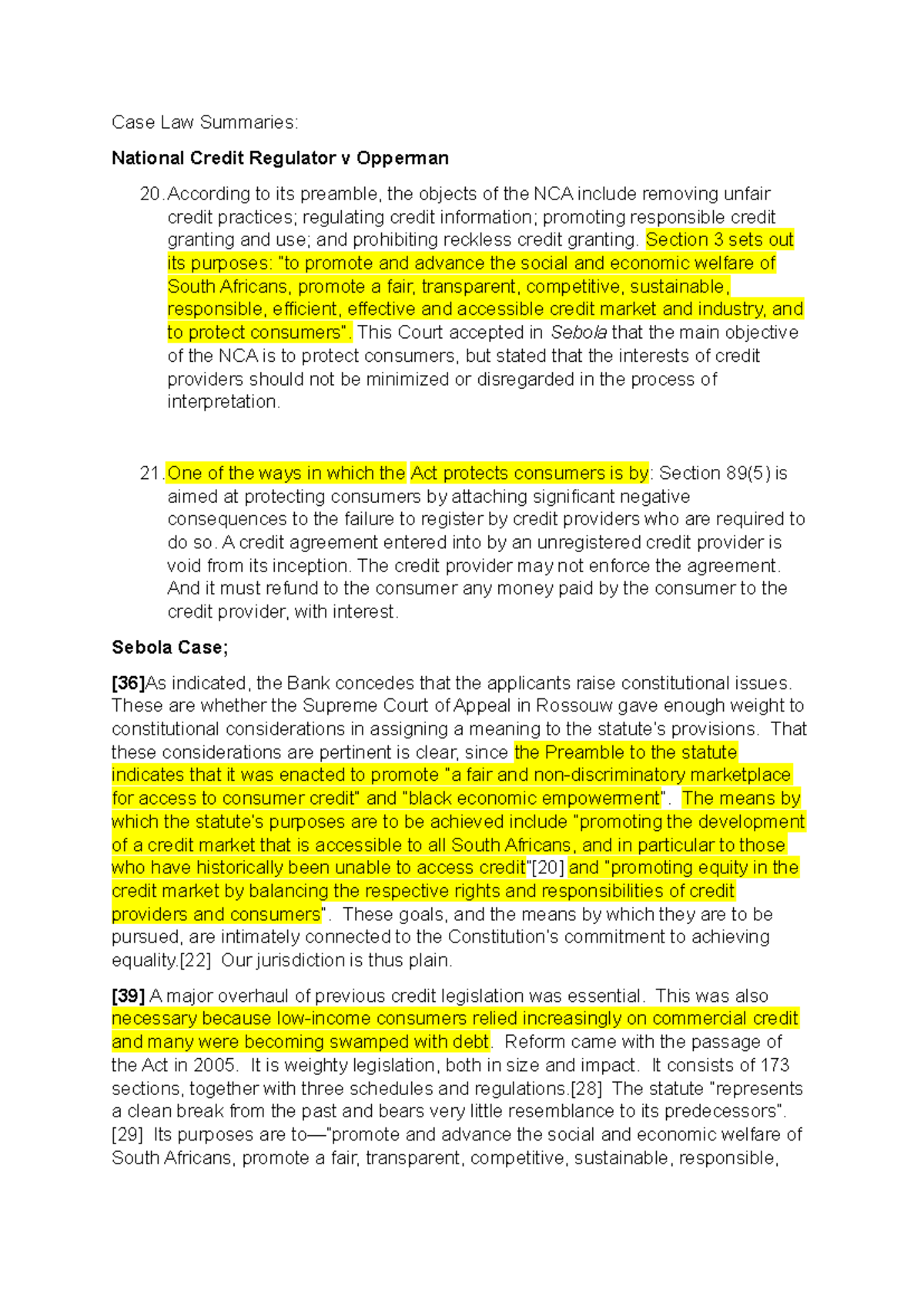 Case Law Summaries - Summary Consumer protection - Case Law Summaries ...