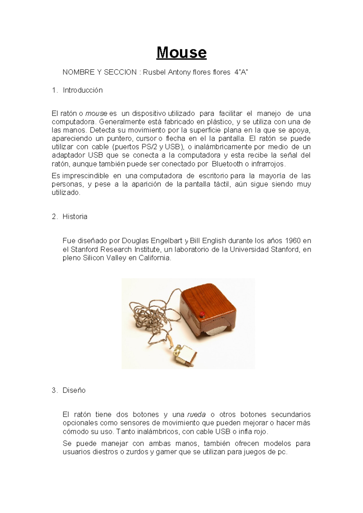 Mouse - Mouse NOMBRE Y SECCION : Rusbel Antony flores flores 4”A ...