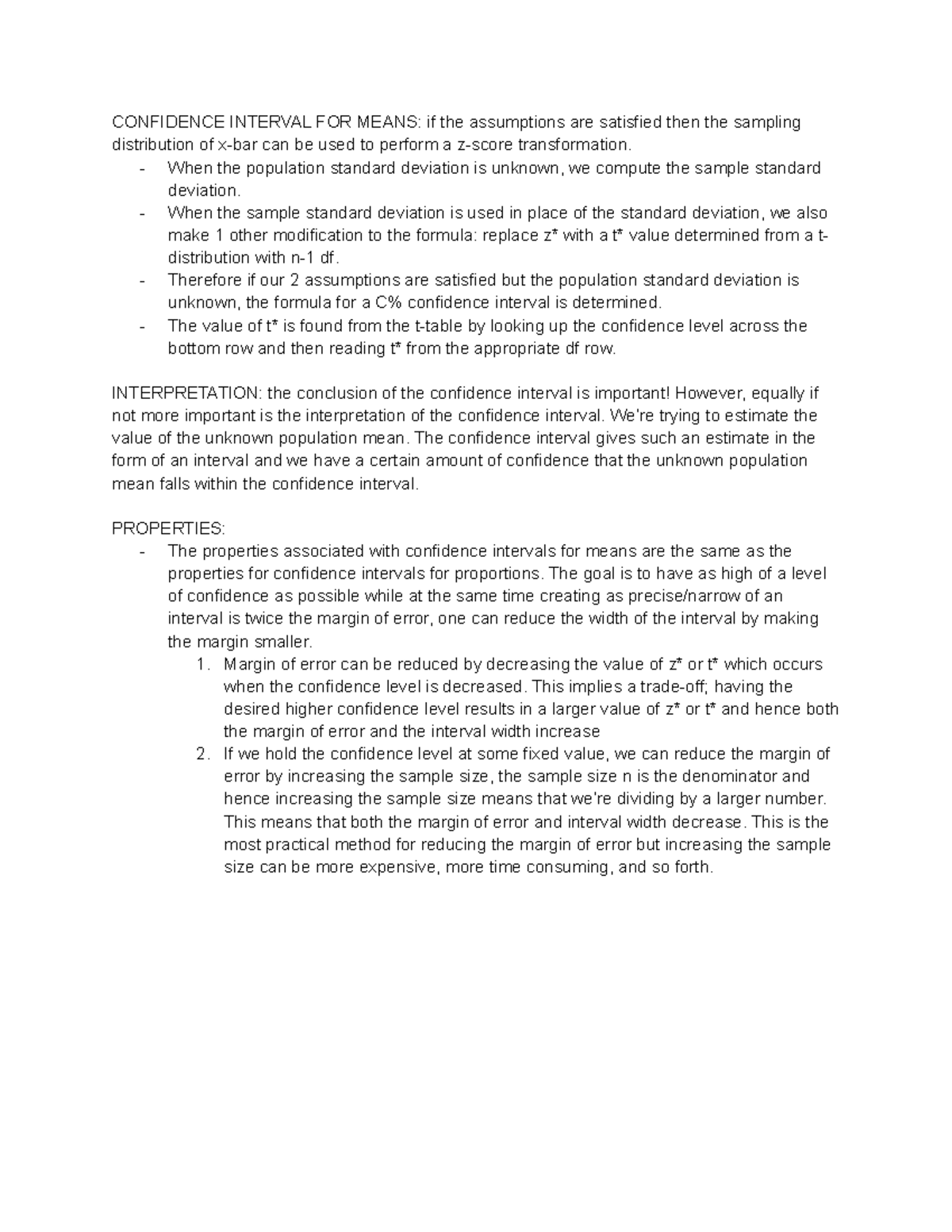 Module 9, Lesson 2.2 confidence interval for means - CONFIDENCE ...
