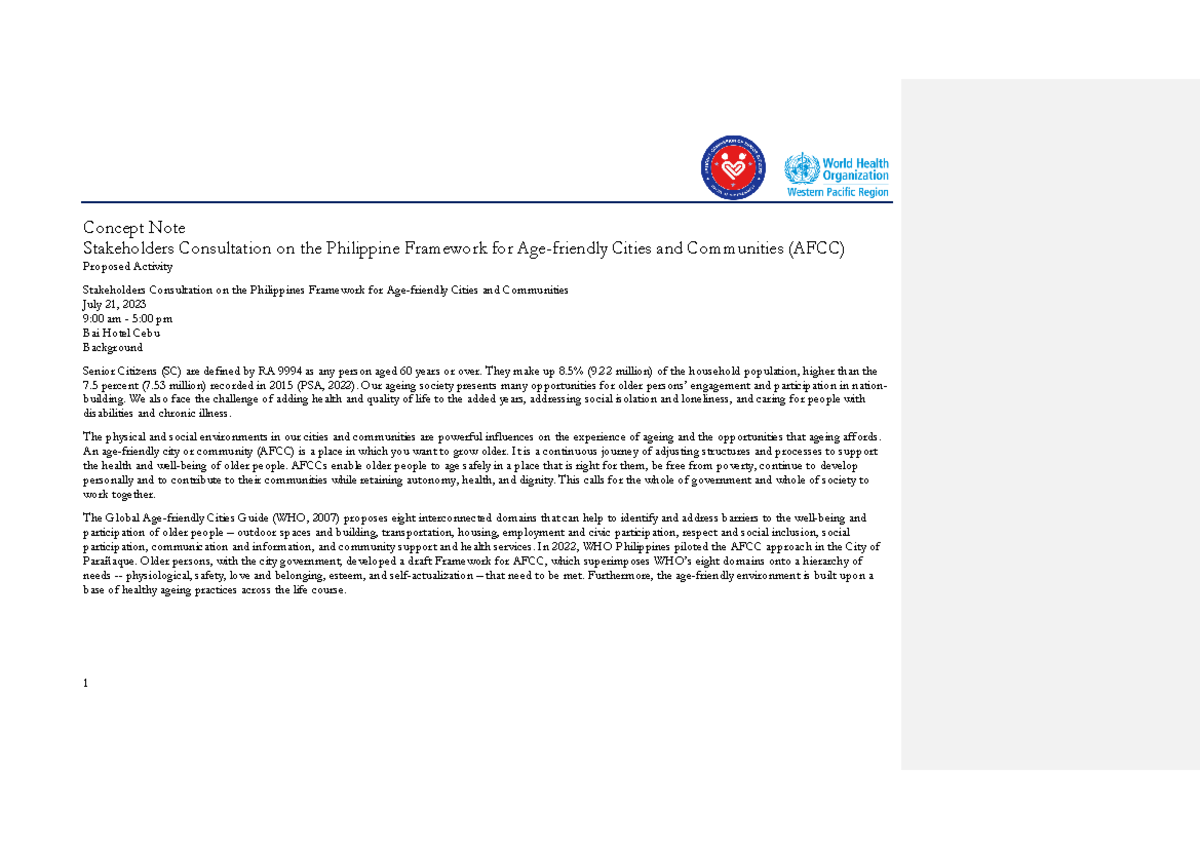 AFCC Workshop Concept Note Draft - Concept Note Stakeholders ...