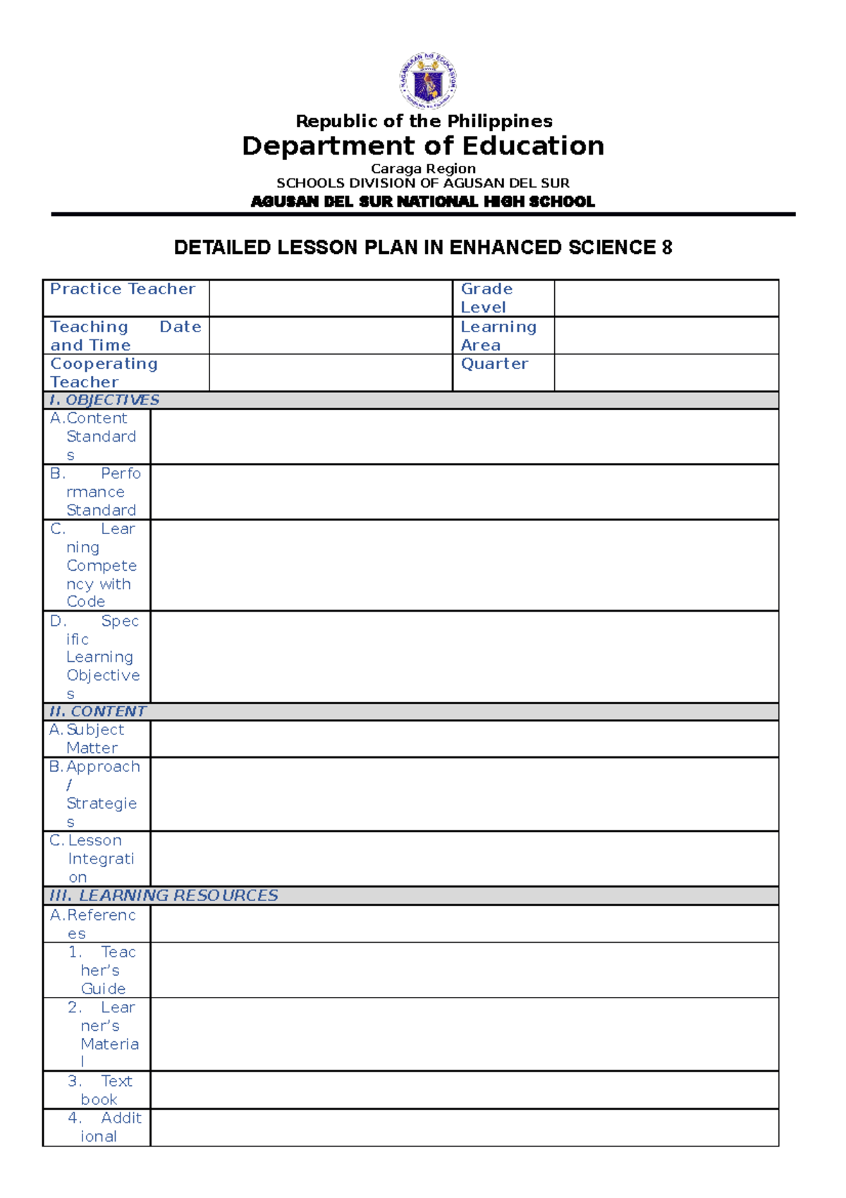 DLP-Format - daily lesson plan - Republic of the Philippines Department ...