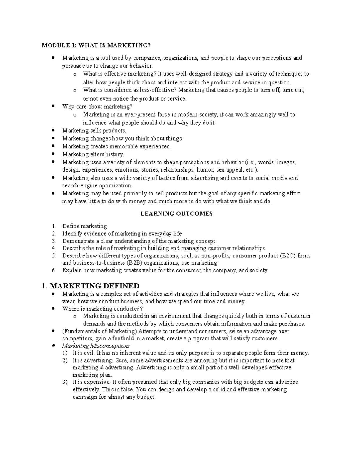 Module 1 Marketing - MODULE 1: WHAT IS MARKETING? Marketing is a tool ...