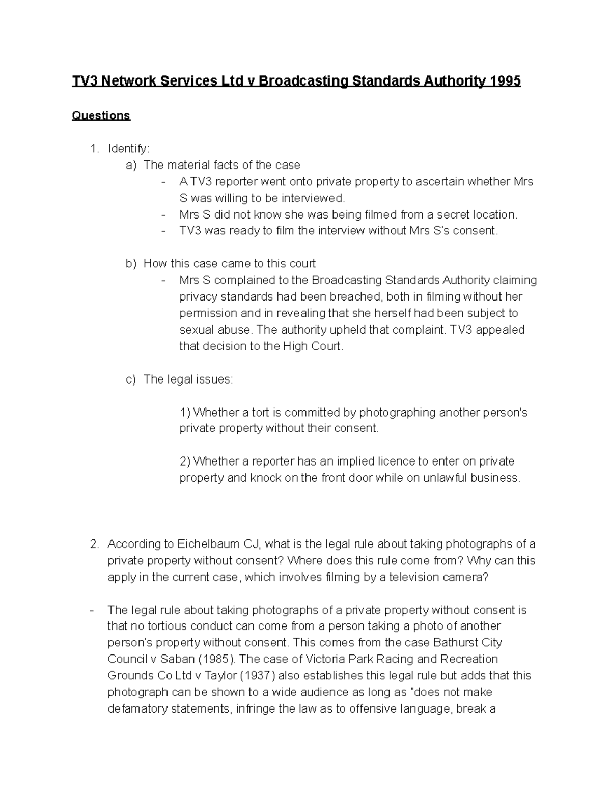 TV3 Network Services - question and answer - TV3 Network Services Ltd v ...