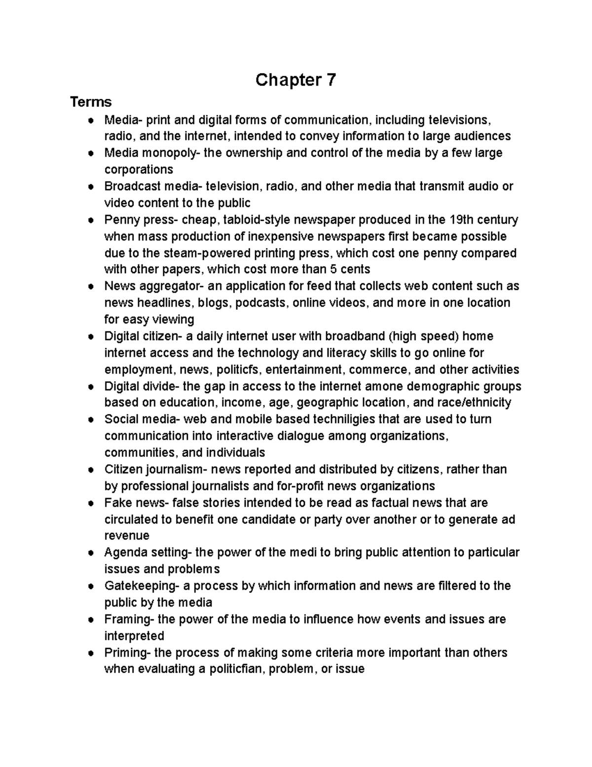 Chapter 7 Government Notes - Chapter 7 Terms Media- print and digital ...