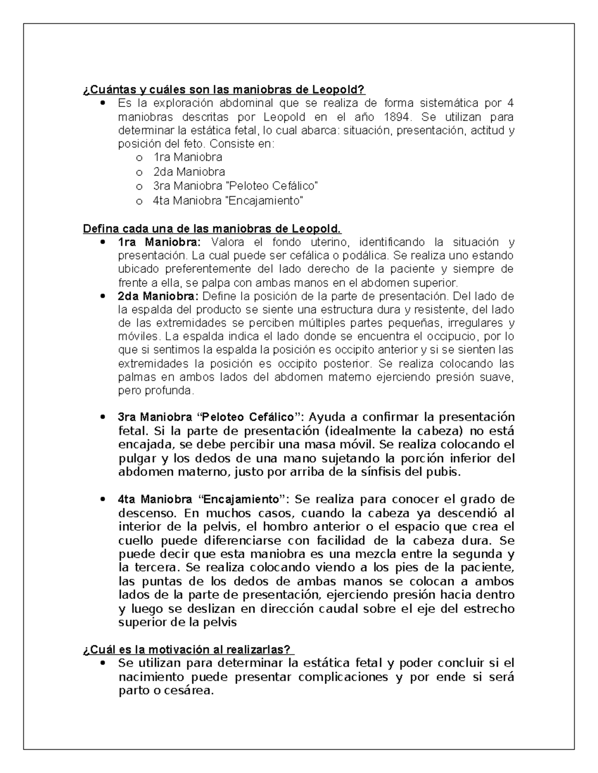 Maniobras de leopold - ¿Cuántas y cuáles son las maniobras de Leopold ...