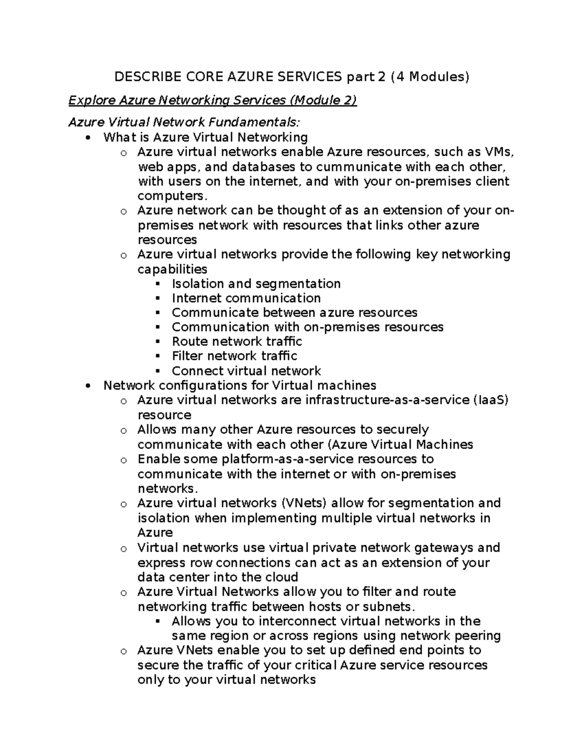 Part 2 - Explore Azure Networking Services p2 - DESCRIBE CORE AZURE ...
