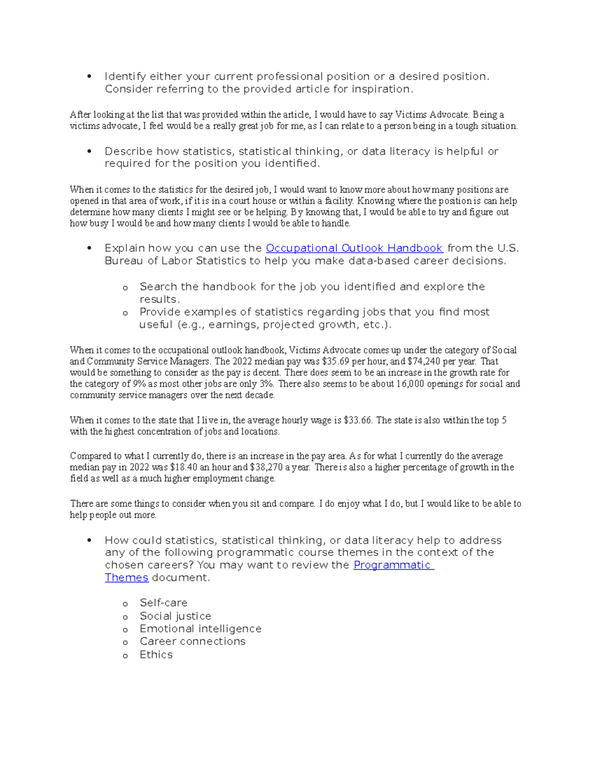 Discussion 8 - Identify either your current professional position or a ...