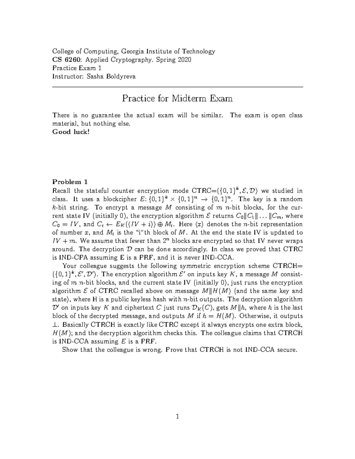 6260 exam1 practice - College of Computing, Georgia Institute of ...