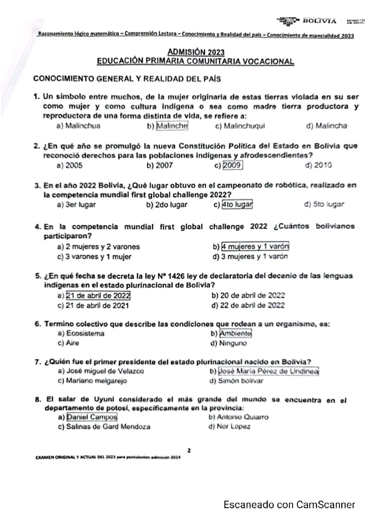 Primaria 2023 - BOLIVIA DR LEUG Razonamiento lógico matemático ...