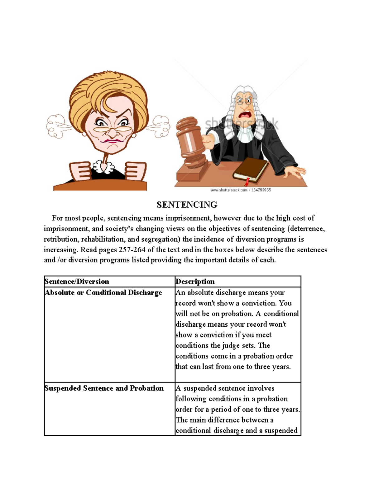 Copy of Sentencing chart worksheet - SENTENCING For most people ...