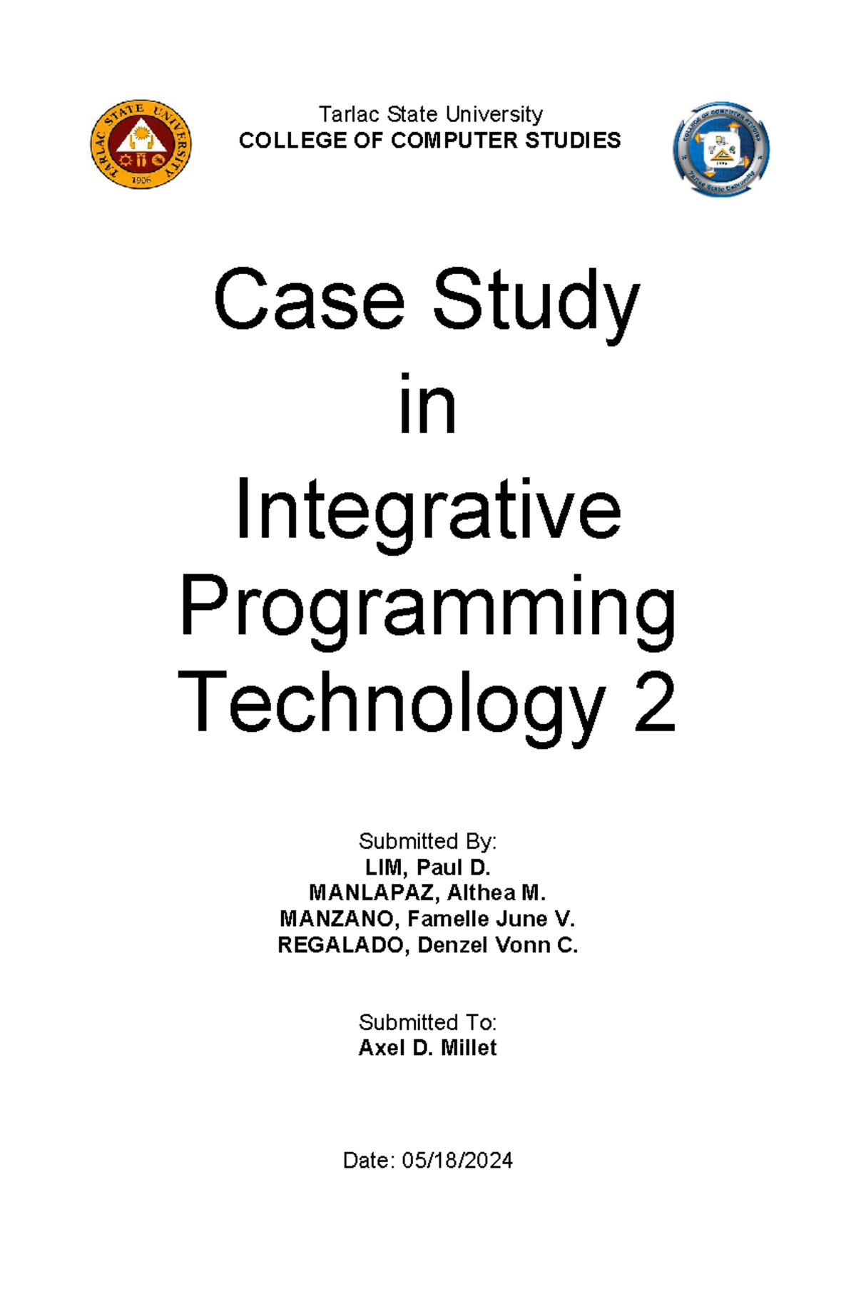 IPT2 Integrated Programming 2 - Tarlac State University COLLEGE OF ...