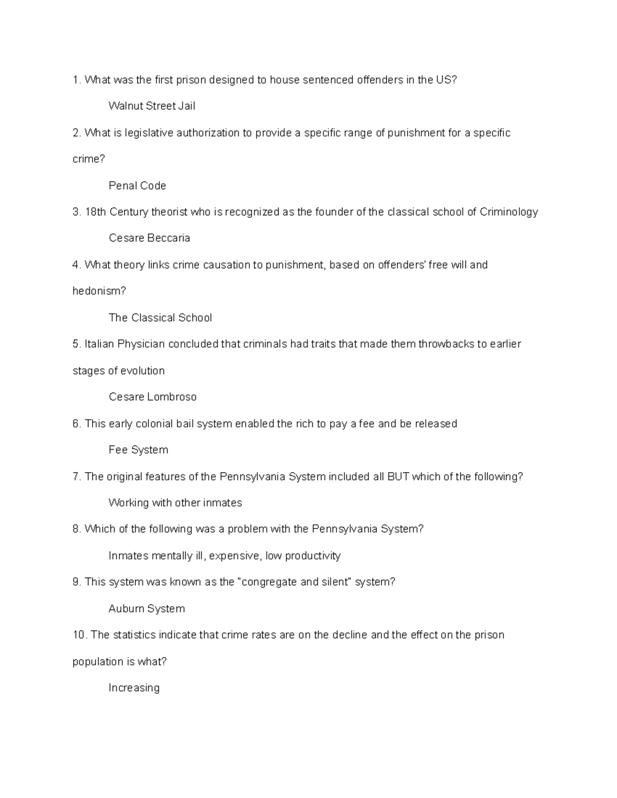 Corrections Test Retake - What was the first prison designed to house ...