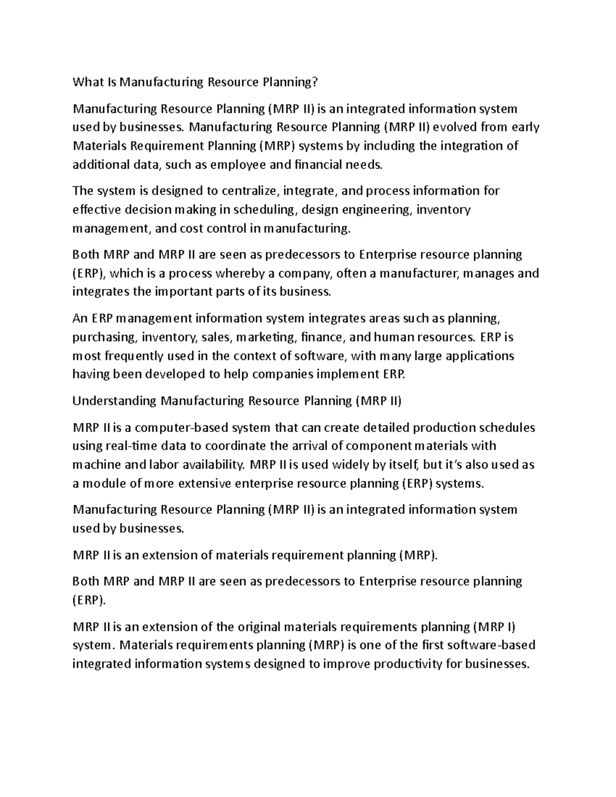 Manufacturing resource planning 2 - What Is Manufacturing Resource ...