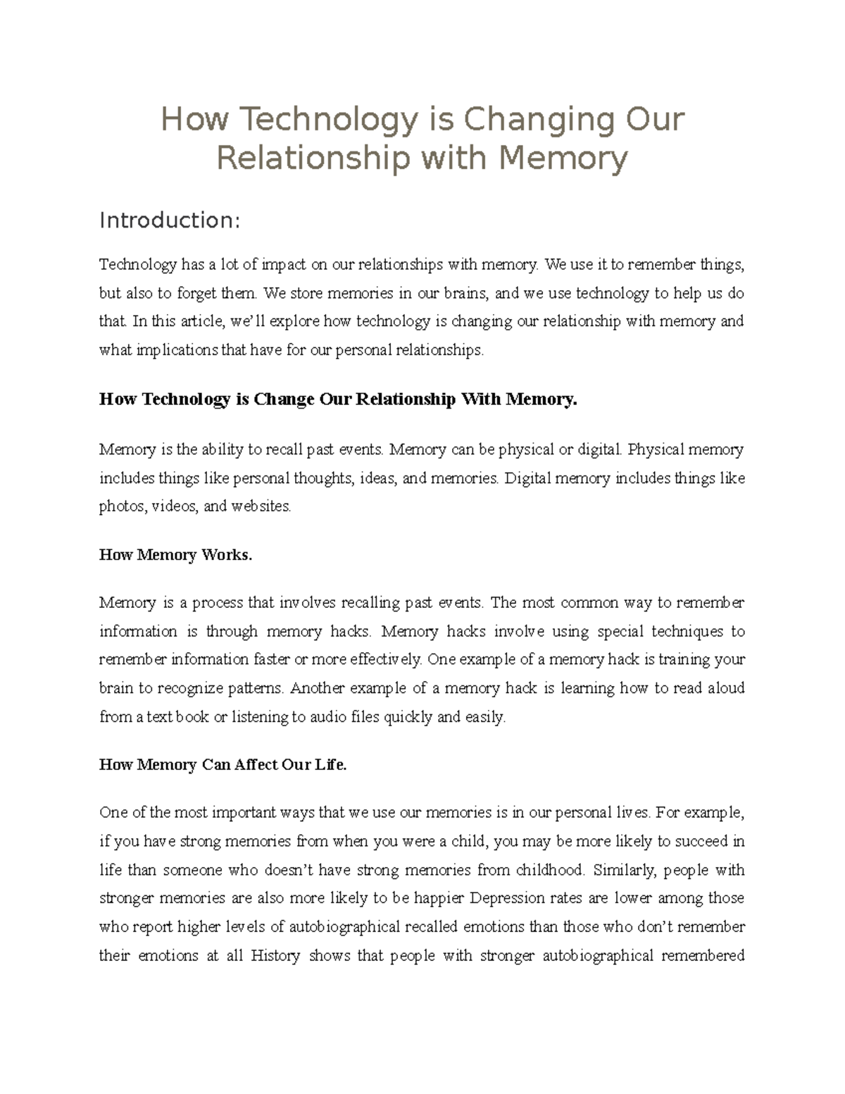 How Technology is Changing Our Relationship with Memory - How ...
